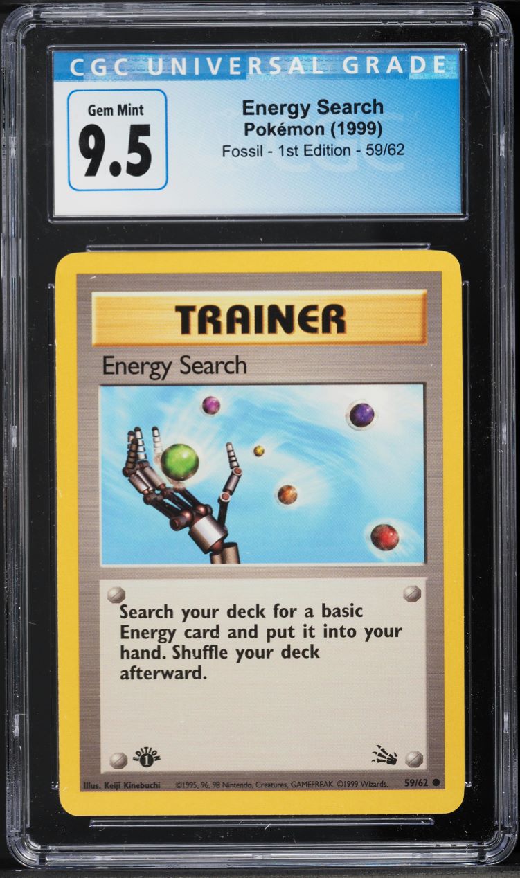 1999 Pokemon Fossil 1st Edition Energy Search #59 CGC 9.5 GEM MINT on Fanatics Collect