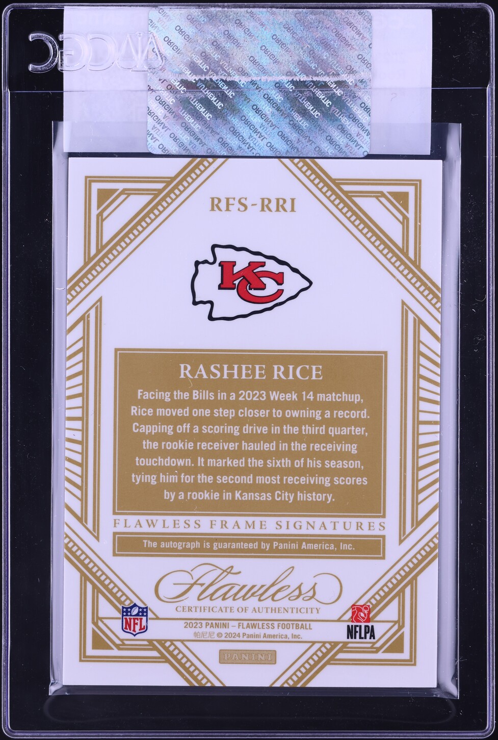 2023 Panini Flawless Frame Signatures Rashee Rice ROOKIE AUTO /25 #RFS ...