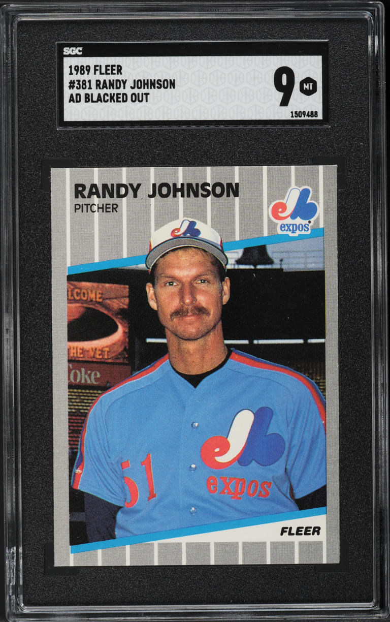 1989 Fleer Randy Johnson ROOKIE, AD BLACKED OUT #381 SGC 9 MINT on ...