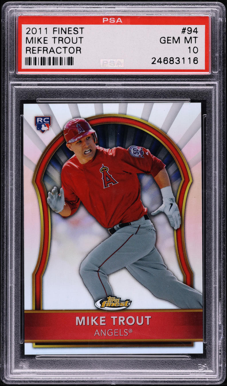 2011 Finest Refractor Mike Trout ROOKIE /549 #94 PSA 10 GEM MINT on ...