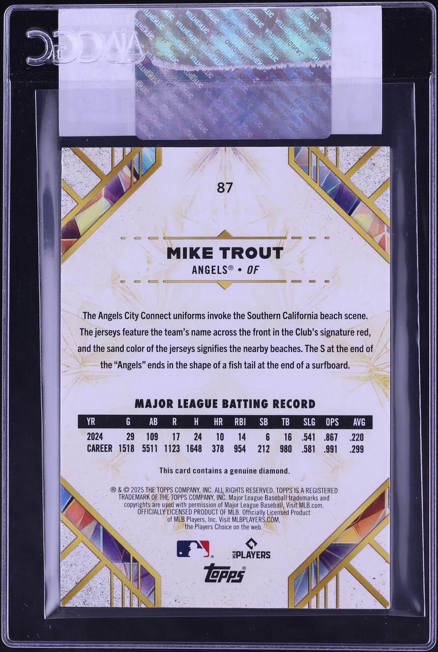 2025 Topps Diamond Icons Blue Mike Trout /15 #87 CGC AUTH on Fanatics ...