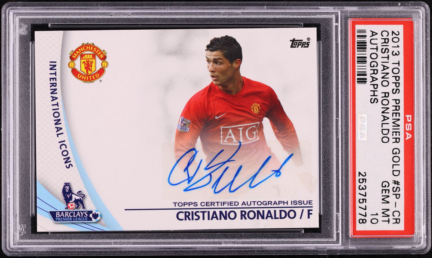 2013 Topps Premier Gold Cristiano Ronaldo AUTO #SP-CR PSA 10 GEM MINT ...