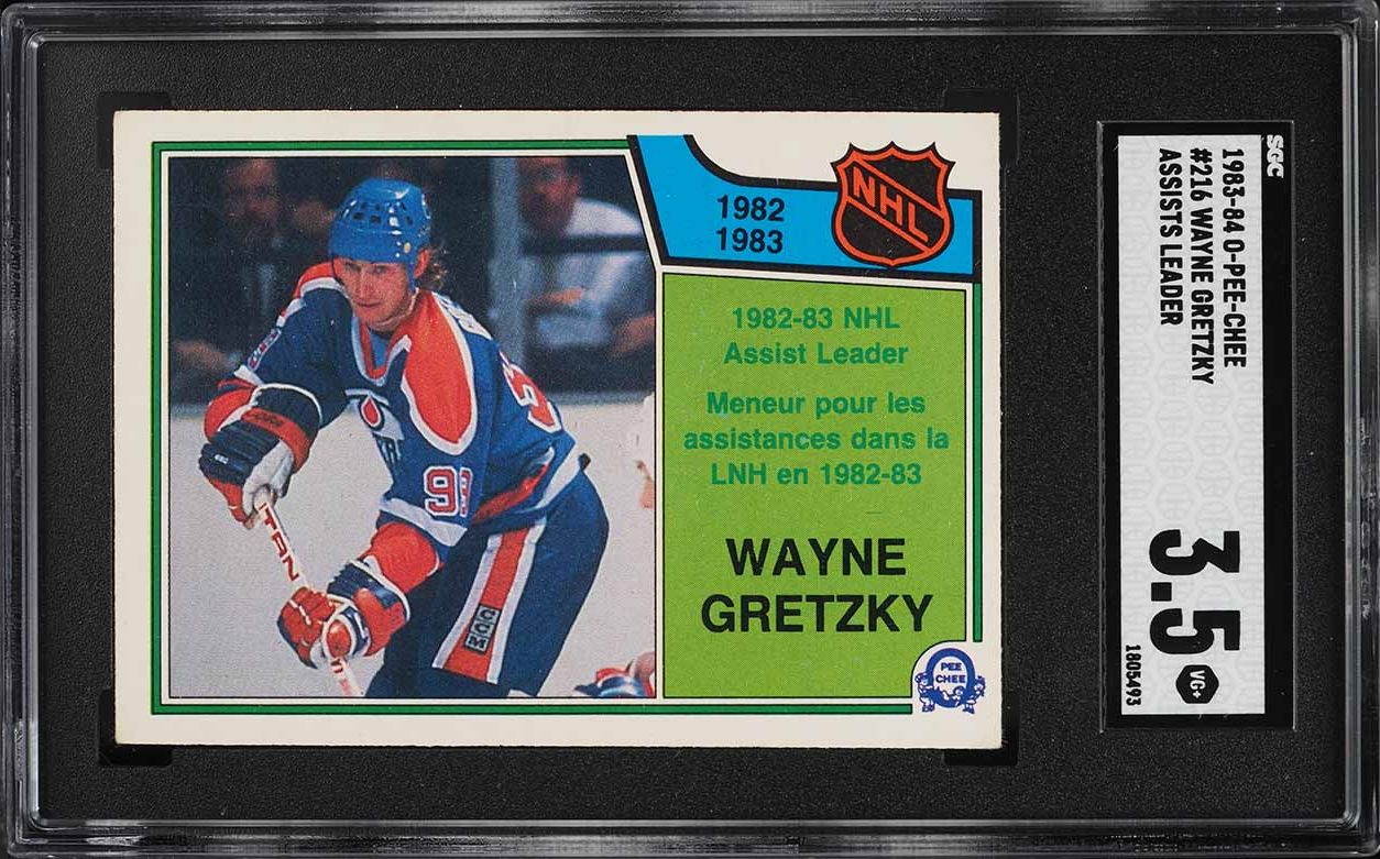 1983 O-Pee-Chee Hockey Wayne Gretzky ASSISTS LDRS #216 SGC 3.5 VG+ on Fanatics Collect