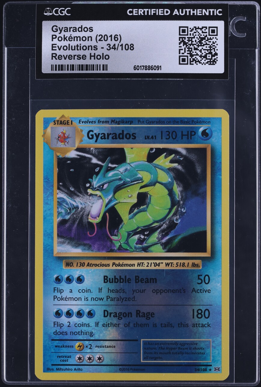 2016 Pokemon XY Evolutions Reverse Holo Gyarados #34 CGC AUTH on ...