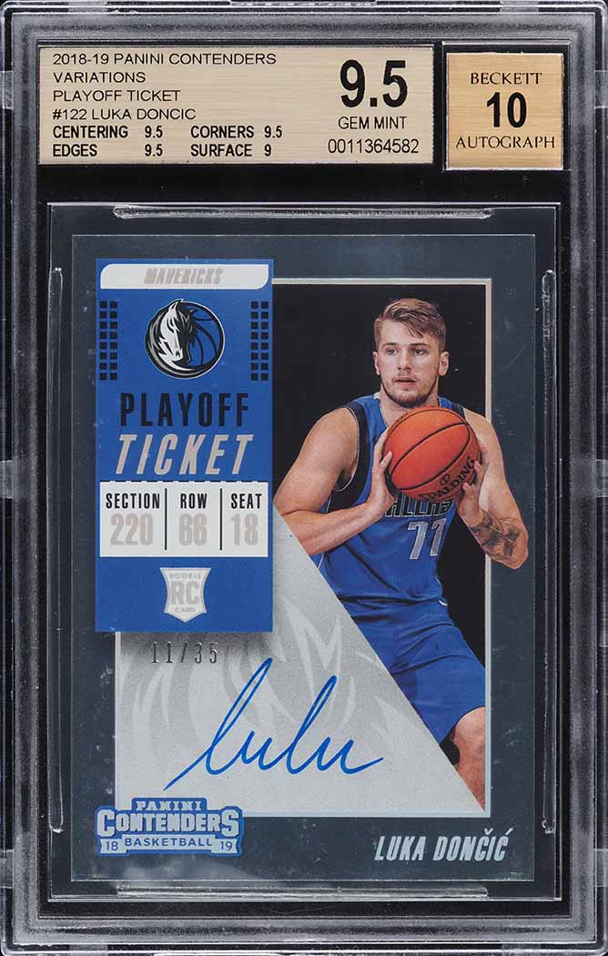 2018 Panini Contenders Playoff Ticket Luka Doncic RC AUTO /35 BGS 9.5 ...