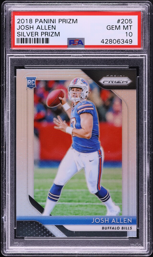 2018 Panini Prizm Silver Josh Allen ROOKIE #205 PSA 10 GEM MINT on ...