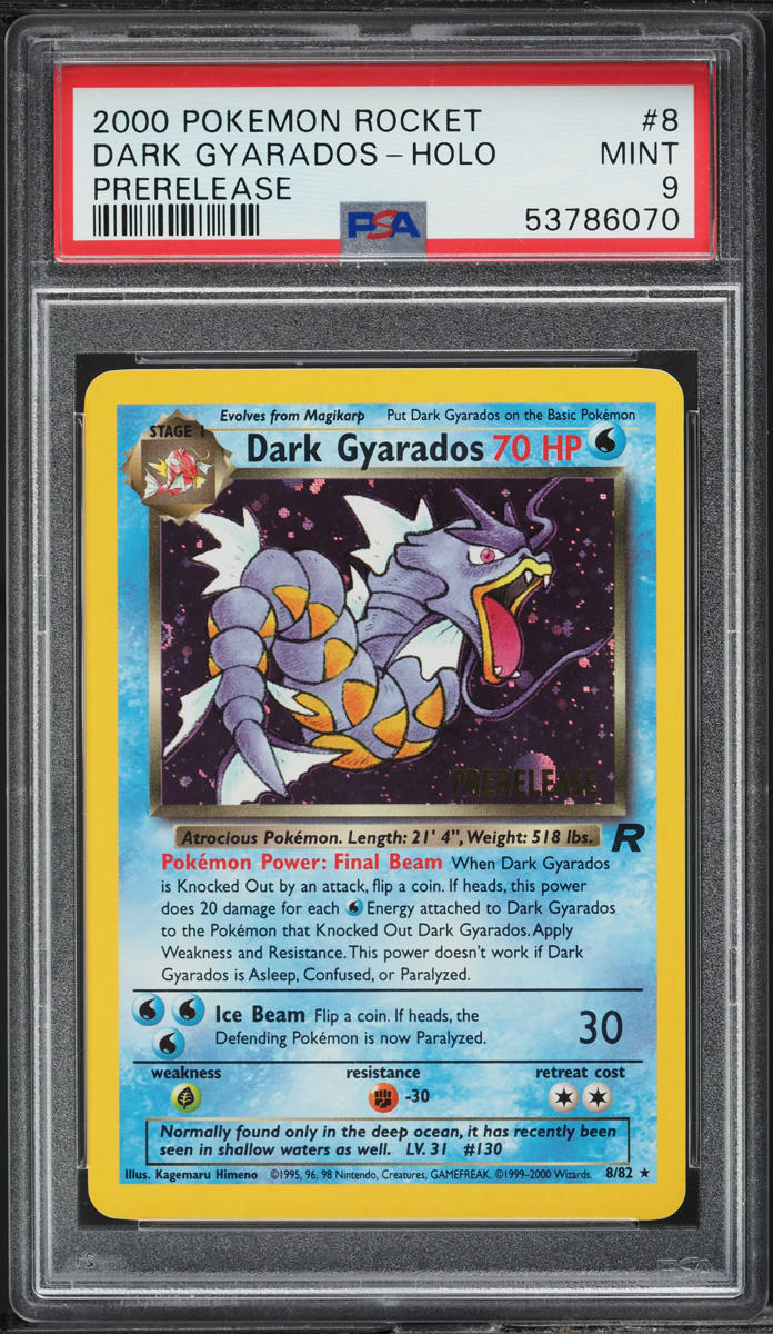 2000 Pokemon Team Rocket Prerelease Holo Dark Gyarados #8 PSA 9 MINT on Fanatics Collect