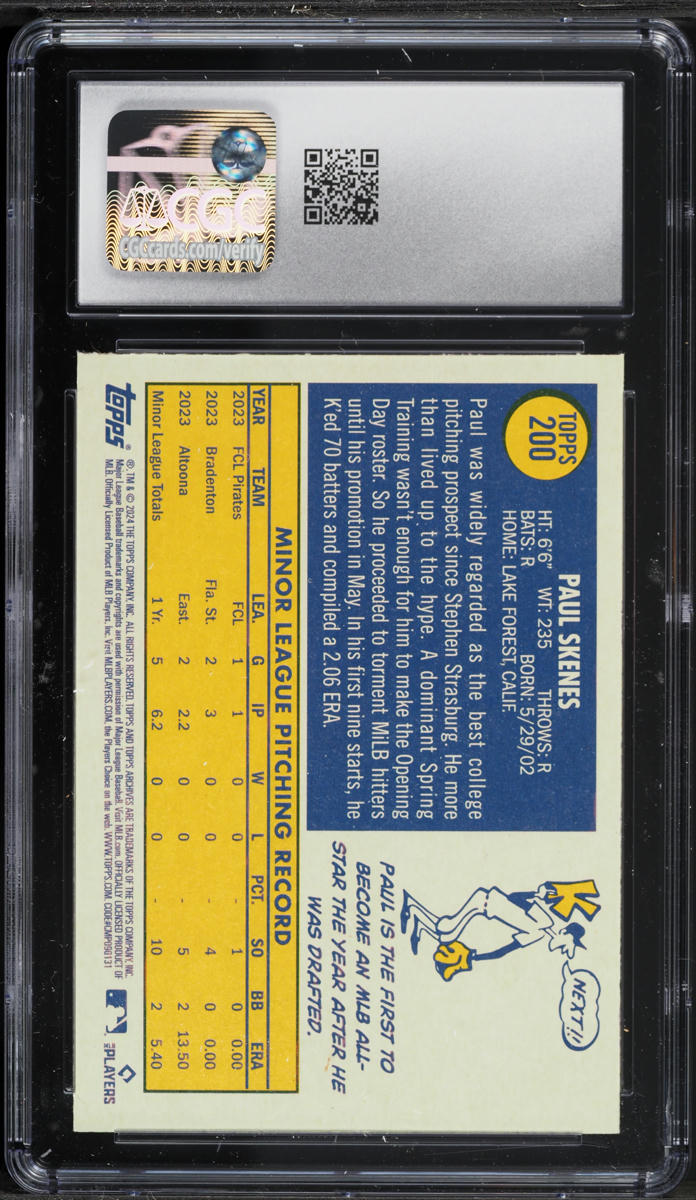 2024 Topps Archives Paul Skenes ROOKIE #200 CGC 9.5 MINT+ on Fanatics Collect