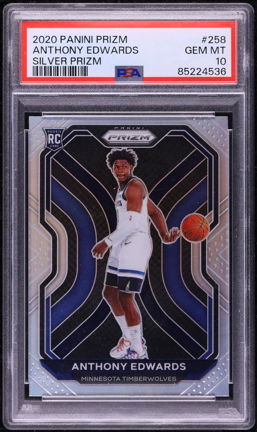 2020 Panini Prizm Silver Anthony Edwards ROOKIE #258 PSA 10 GEM MINT on Fanatics Collect