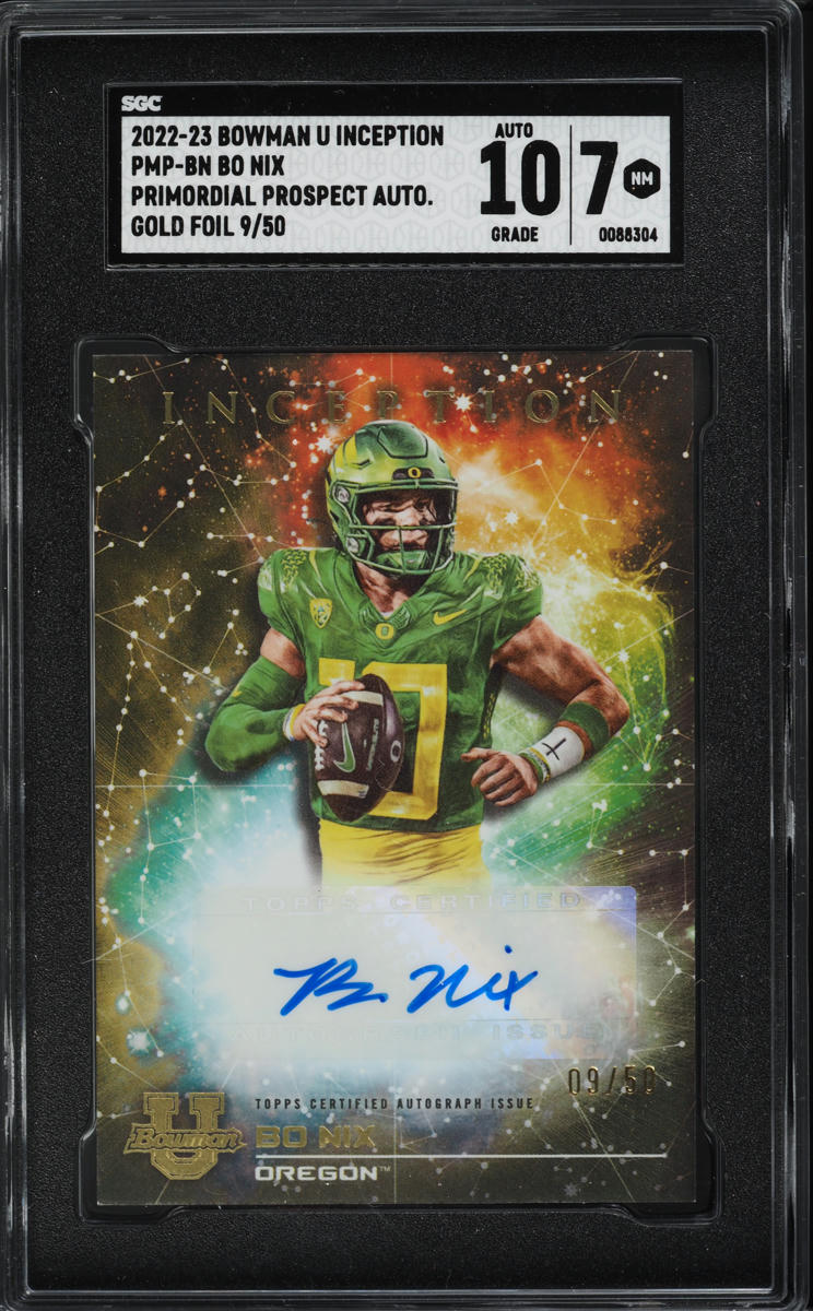 2022 Bowman U Inception Primordial Gold Foil Bo Nix ROOKIE AUTO /50 SGC ...