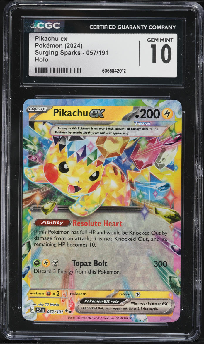 2024 Pokemon Scarlet & Violet Surging Sparks Holo Pikachu ex #57 CGC 10 ...