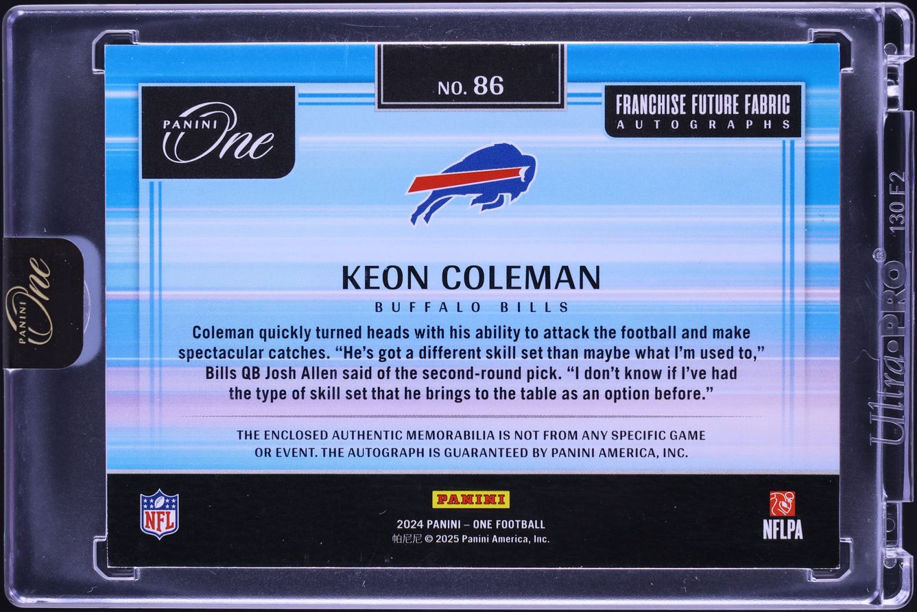 2024 Panini One Franchise Future Fabric Platinum Keon Coleman ROOKIE ...