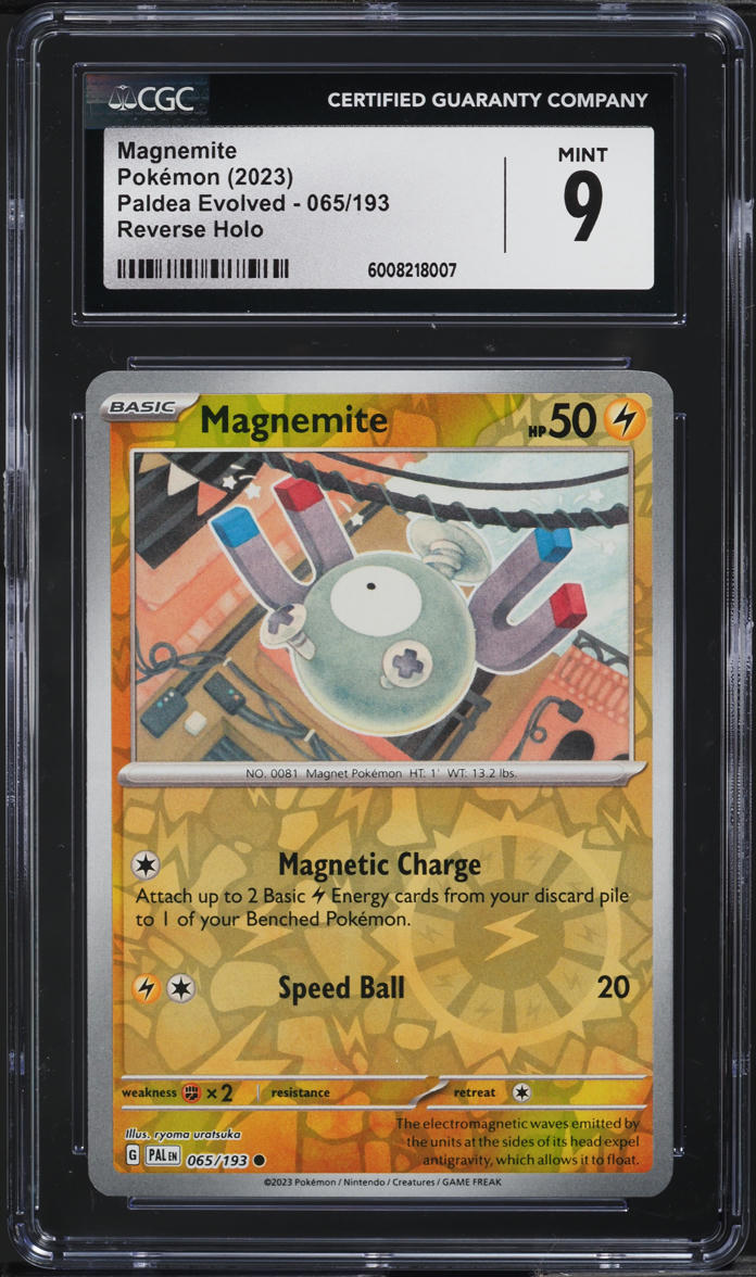 2023 Pokemon Scarlet & Violet Paldea Evolved Reverse Holo Magnemite #65 CGC 9 on Fanatics Collect