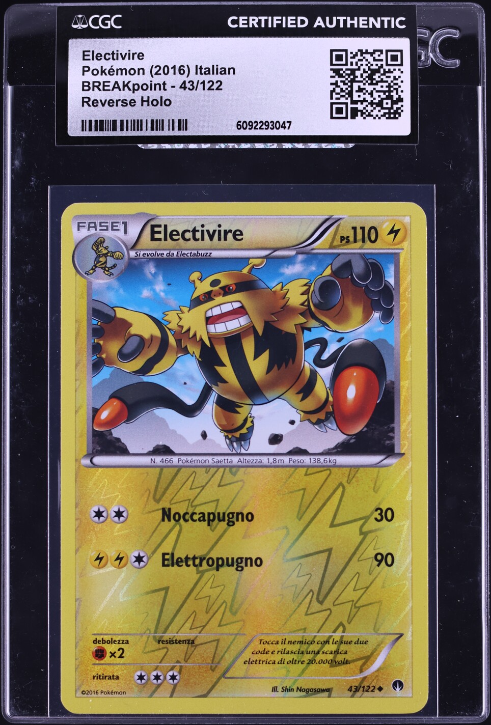 2016 Pokemon Italian XY BREAKpoint Reverse Holo Electivire #43 CGC AUTH on Fanatics Collect