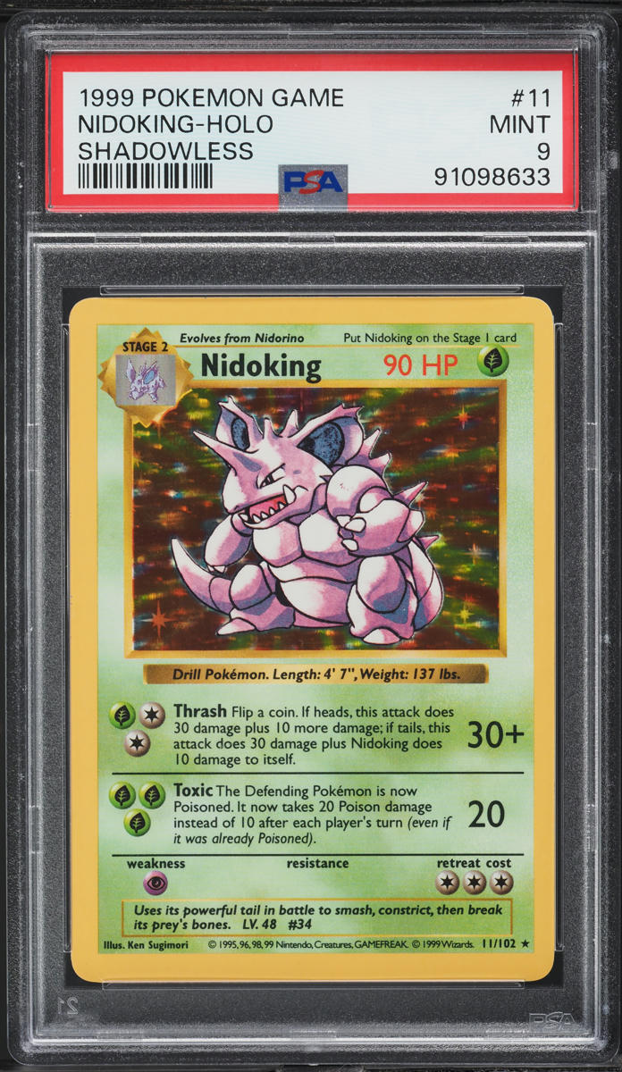 1999 Pokemon Base Set Shadowless Holo Nidoking #11 PSA 9 MINT on ...
