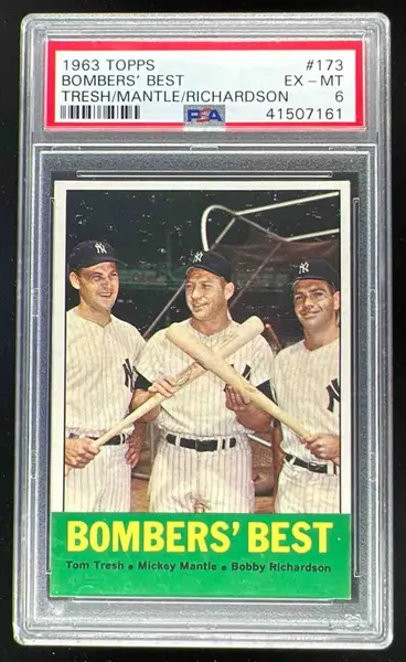 1963 Topps #173a Bomber's Best Mickey Mantle Bobby Richardson Tom Tresh ...