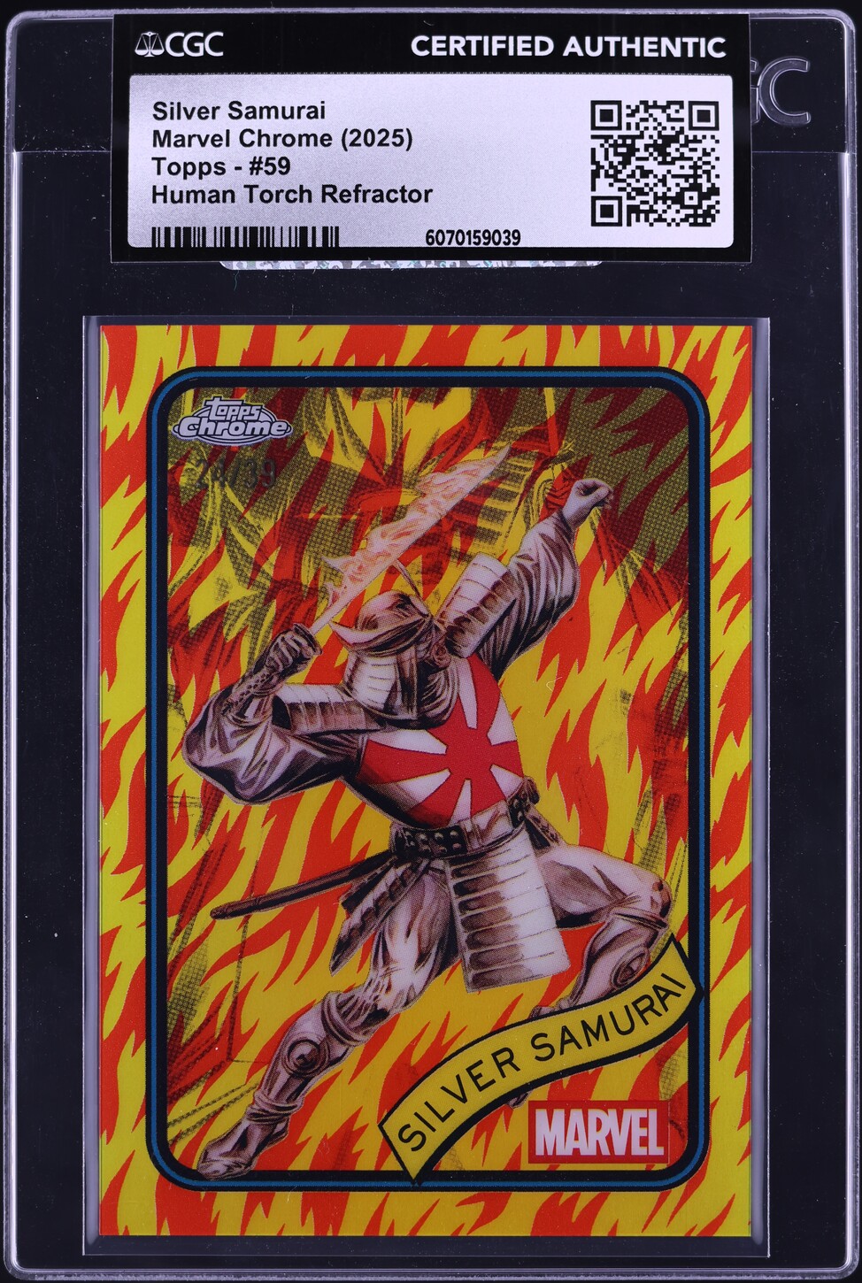 2025 Topps Chrome Marvel Human Torch Refractor Silver Samurai /39 #59 ...