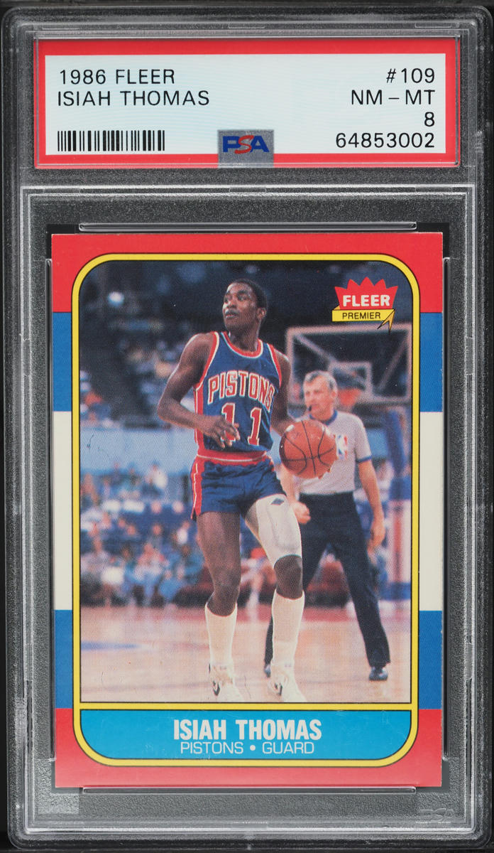 1986 Fleer Basketball Isiah Thomas ROOKIE #109 PSA 8 NM-MT on Fanatics ...