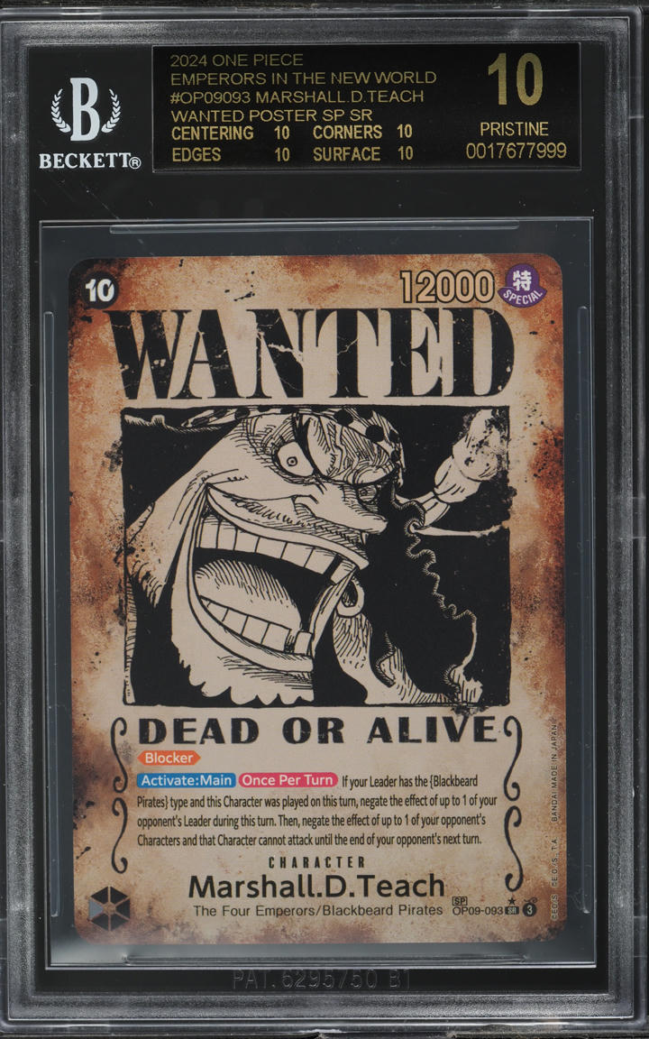 2024 One Piece Emperors New World Marshall D. Teach #OP09-093 BGS 10 ...
