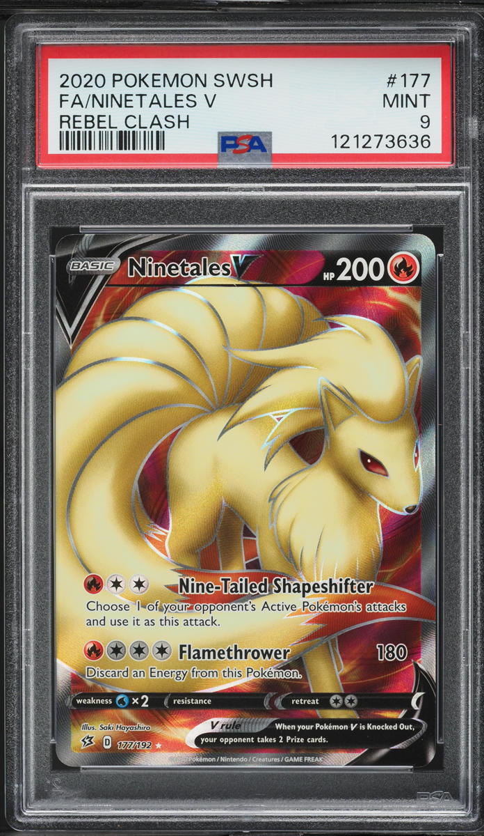 2020 Pokemon Sword & Shield Rebel Clash Full Art Ninetales V #177 PSA 9 ...