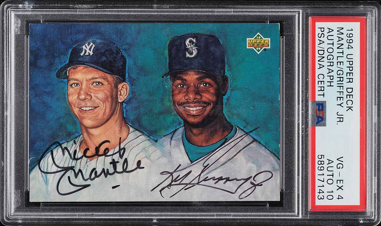 1994 Upper Deck Mickey Mantle & Ken Griffey Jr. AUTO DNA 10 PSA 4 VGEX ...