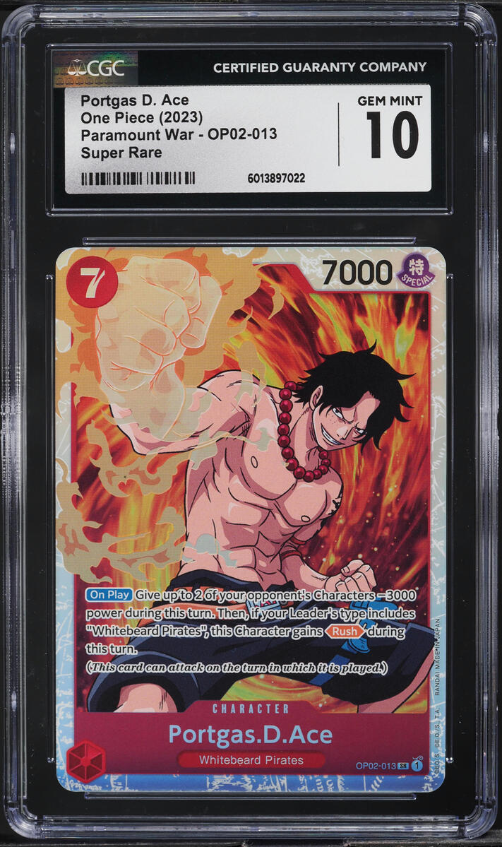 2023 One Piece Paramount War Portgas D. Ace #OP02-013 CGC 10 GEM MINT ...