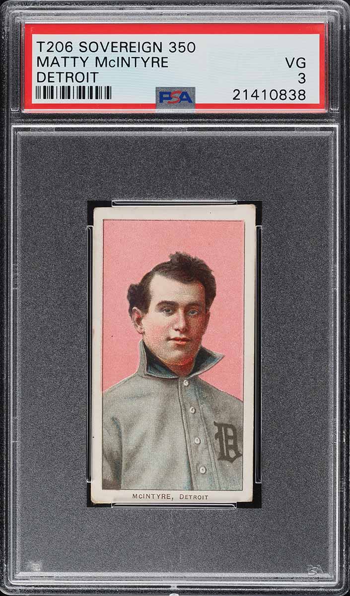 1909-11 T206 Matty McIntyre DETROIT, SOVEREIGN PSA 3 VG on Fanatics Collect