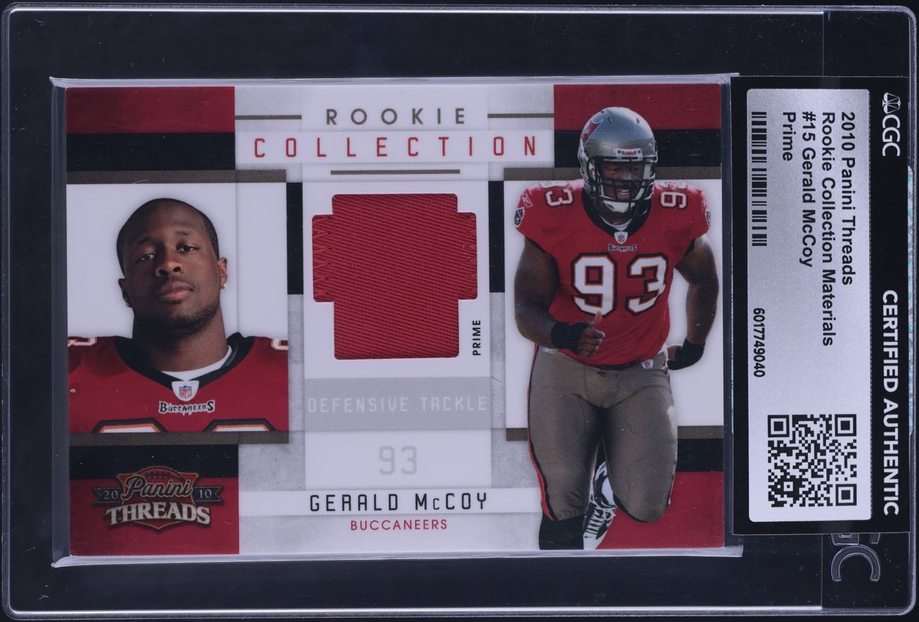 2010 Panini Threads Prime Gerald McCoy ROOKIE PATCH /50 #15 CGC AUTH on ...