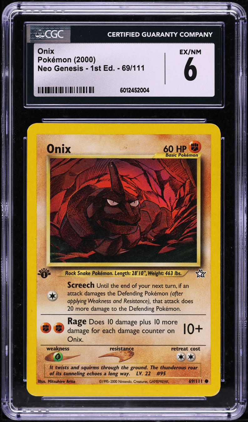 2000 Pokemon Neo Genesis 1st Edition Onix #69 CGC 6 EXMT on Fanatics ...
