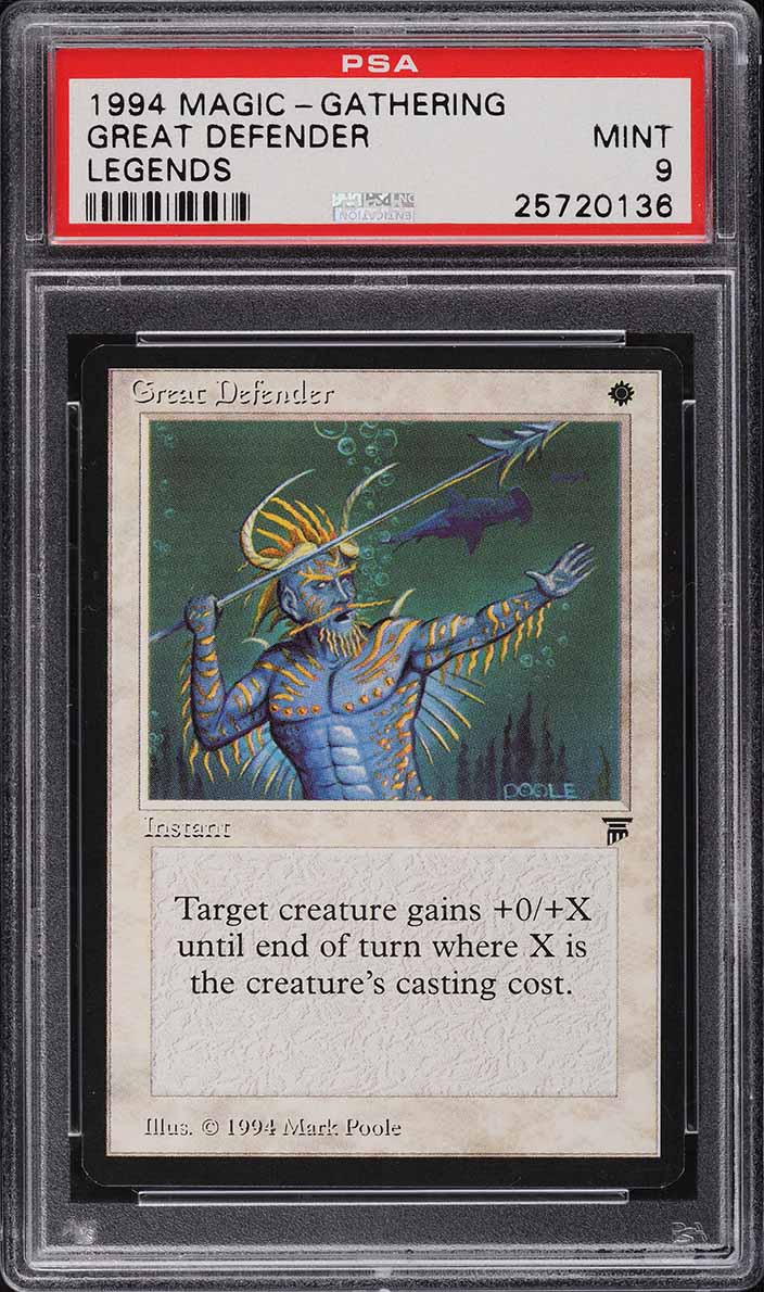 1994 Magic The Gathering MTG Legends Great Defender U W PSA 9 MINT on ...