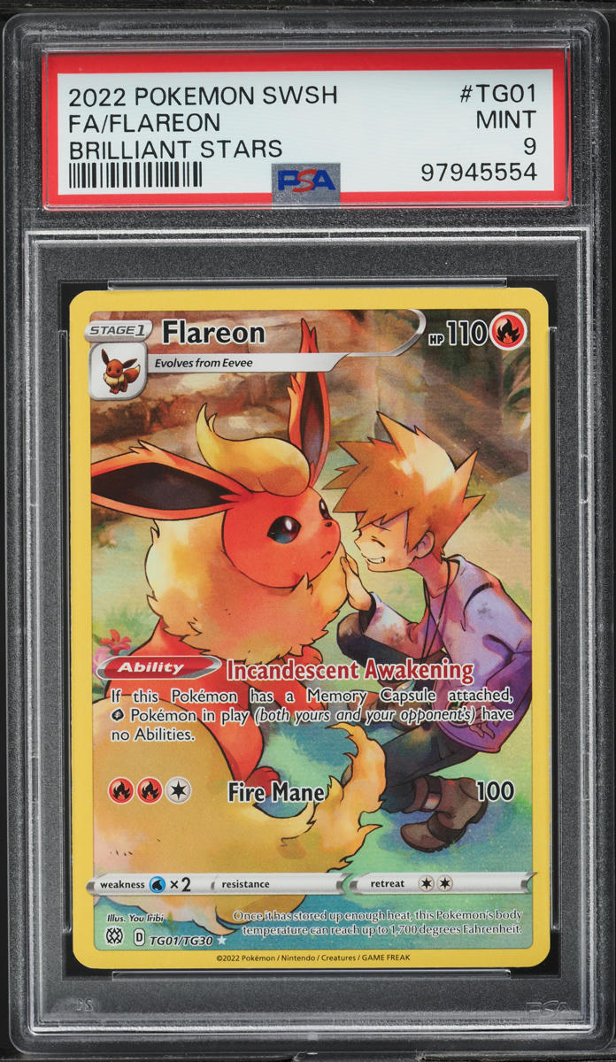 2022 Pokemon Sword & Shield Brilliant Stars Full Art Flareon #TG01 PSA ...