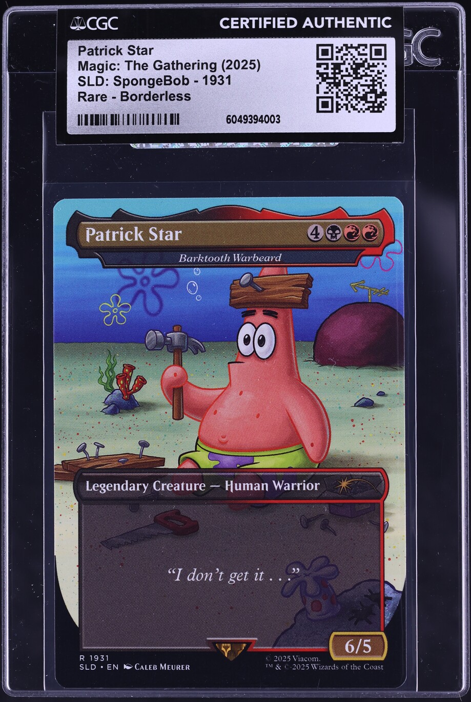 2025 Magic The Gathering MTG SLD SpongeBob Borderless Patrick Star CGC AUTH on Fanatics Collect