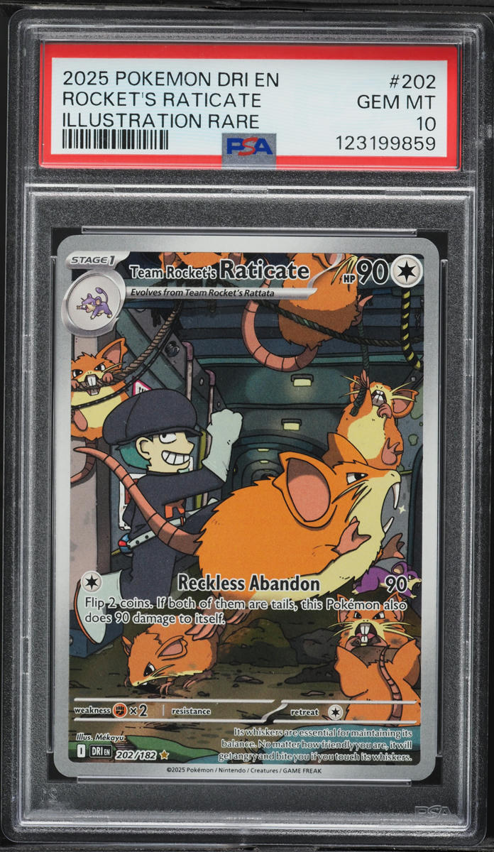 2025 Pokemon SV Destined Rivals IR Rocket's Raticate #202 PSA 10 GEM ...