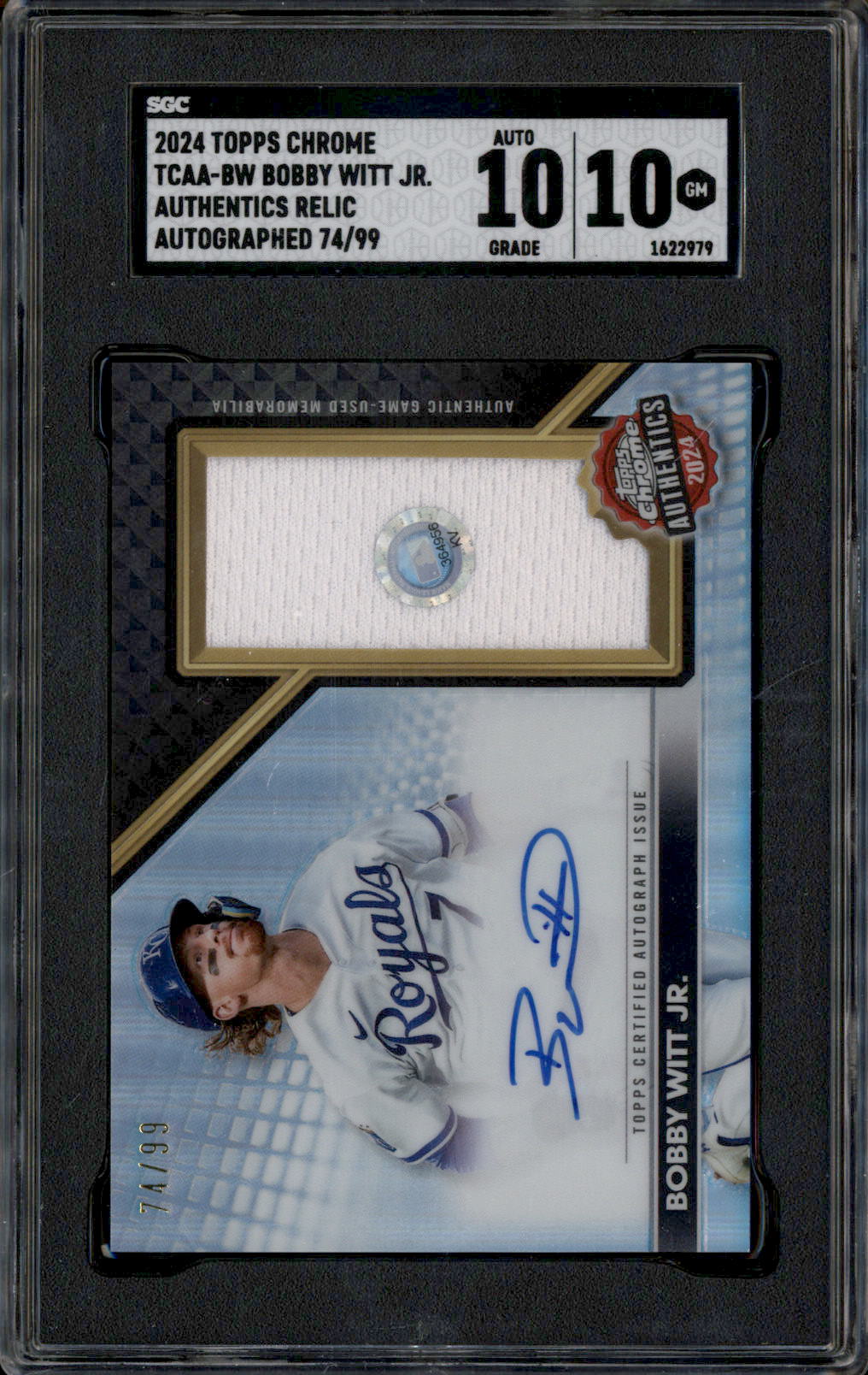 2024 Topps Chrome Authentics Relic Autograph Bobby Witt Jr Auto /99 SGC ...