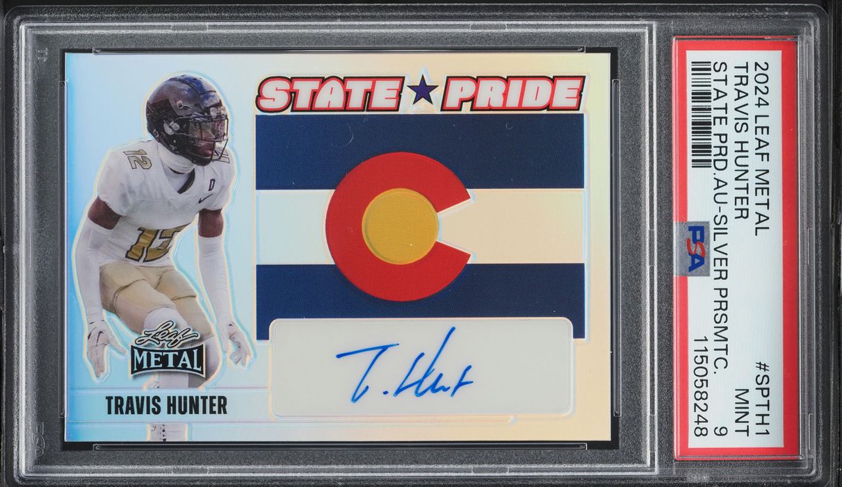 2024 Leaf Metal State Pride Silver Prismatic Travis Hunter AUTO /10 # ...