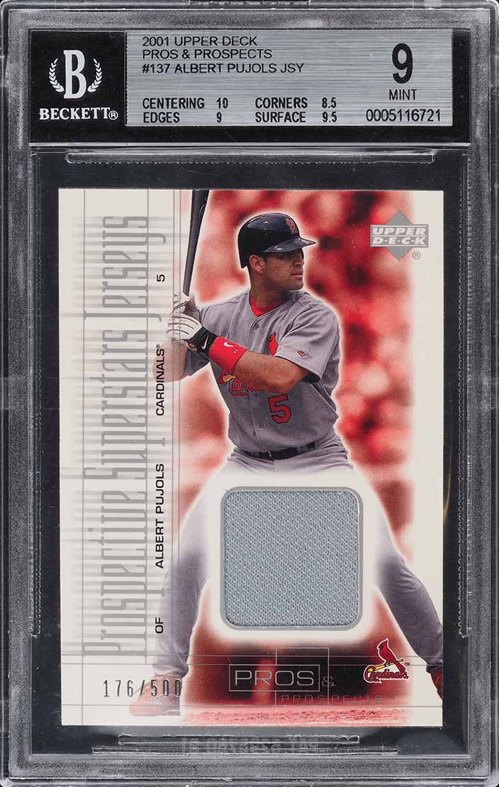 2001 Upper Deck Pros And Prospects Albert Pujols ROOKIE PATCH /500 BGS 9 MINT on Fanatics Collect