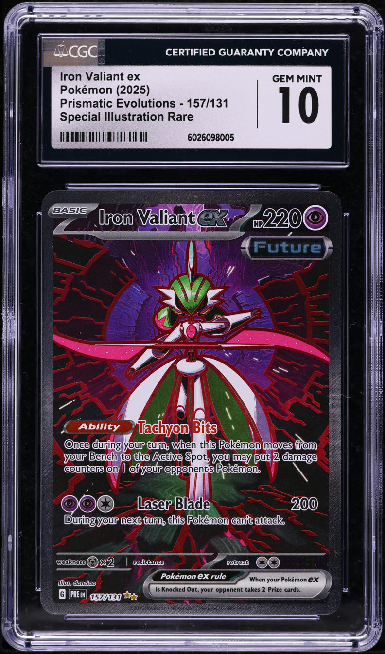 2025 Pokemon SV Prismatic Evolutions Art Rare Iron Valiant ex #157 CGC ...