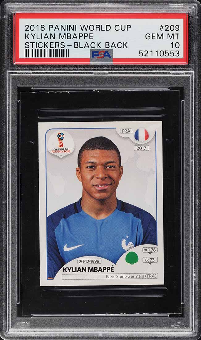 2018 Panini World Cup Stickers Kylian Mbappe ROOKIE #209 PSA 10 GEM ...