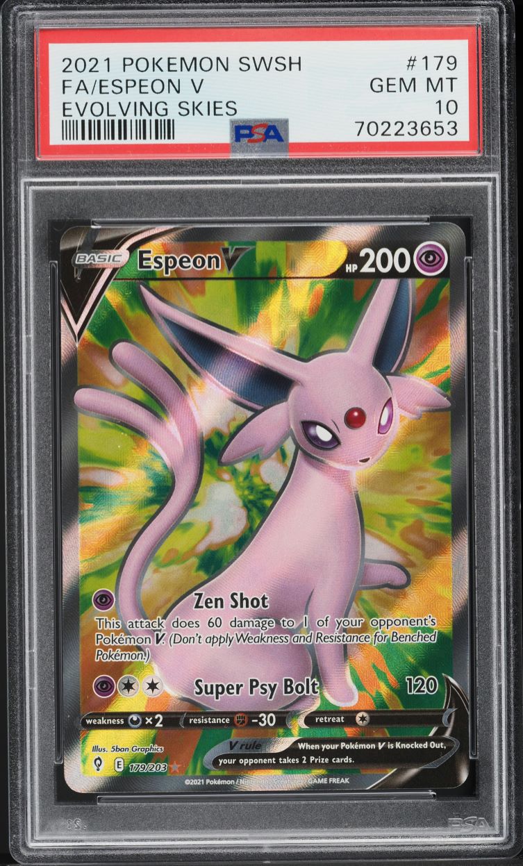 2021 Pokemon Sword & Shield Evolving Skies Full Art Espeon V #180 PSA 10 GEM on Fanatics Collect