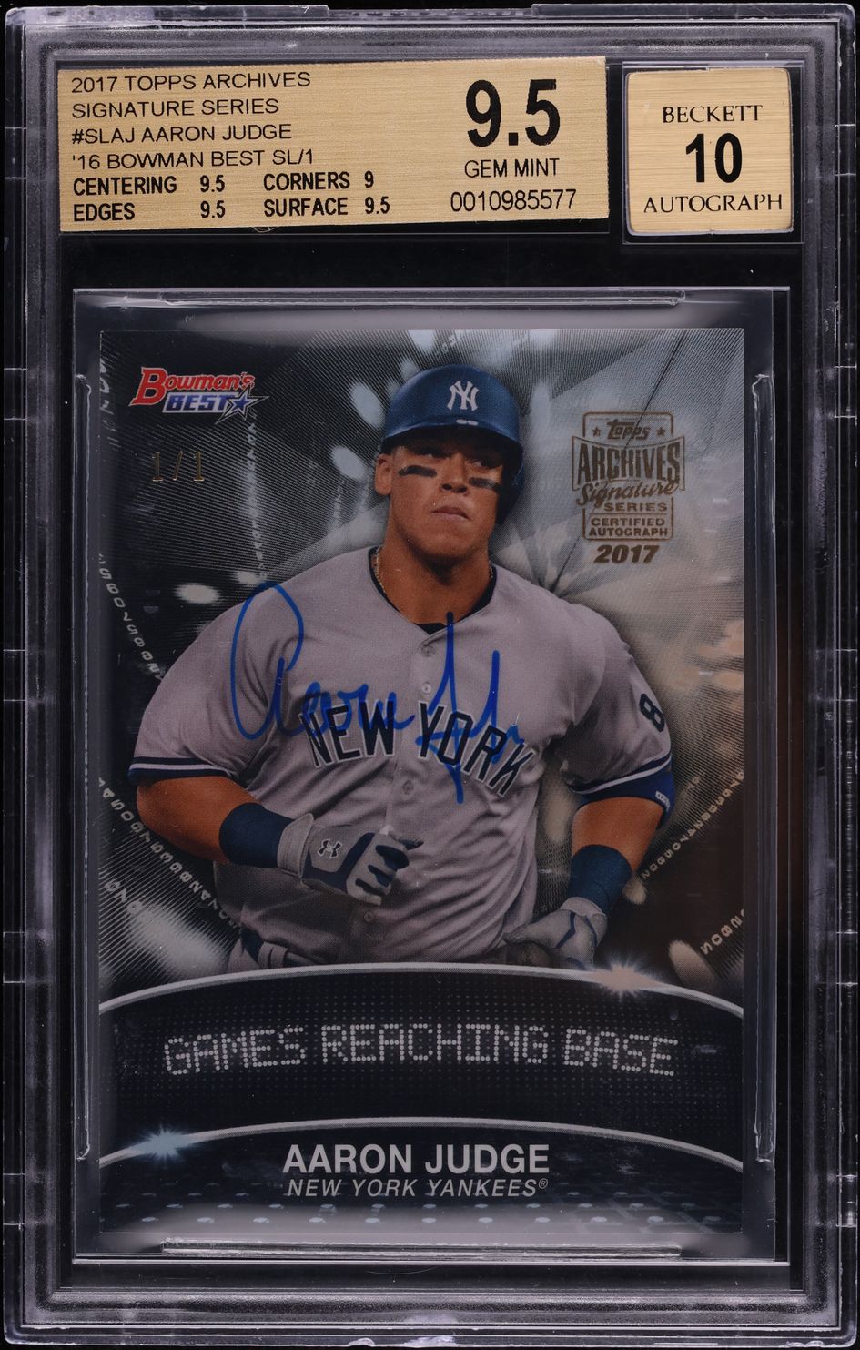 2017 Topps Archives Series '16 Bowman Best Aaron Judge ROOKIE AUTO 1/1 ...