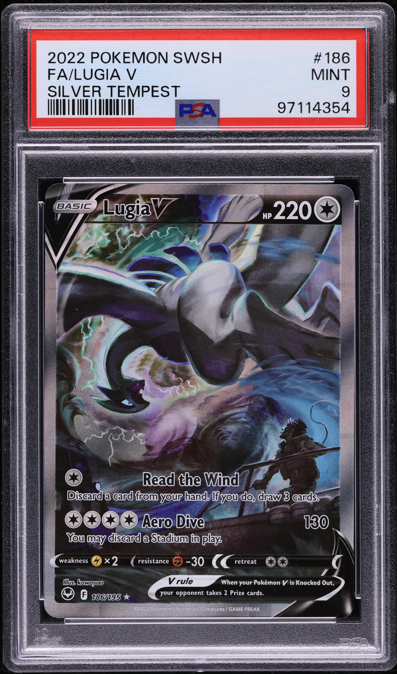 2022 Pokemon Sword & Shield Silver Tempest Alt Art Lugia V #186 PSA 9 ...