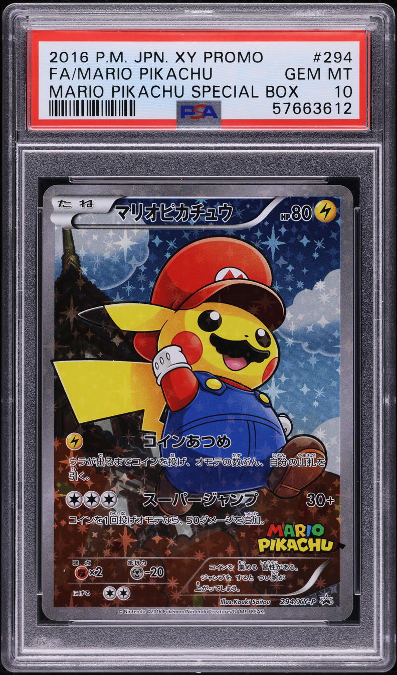 2016 Pokemon Japanese XY Promo Special Box Full Art Mario Pikachu #294 PSA 10 on Fanatics Collect