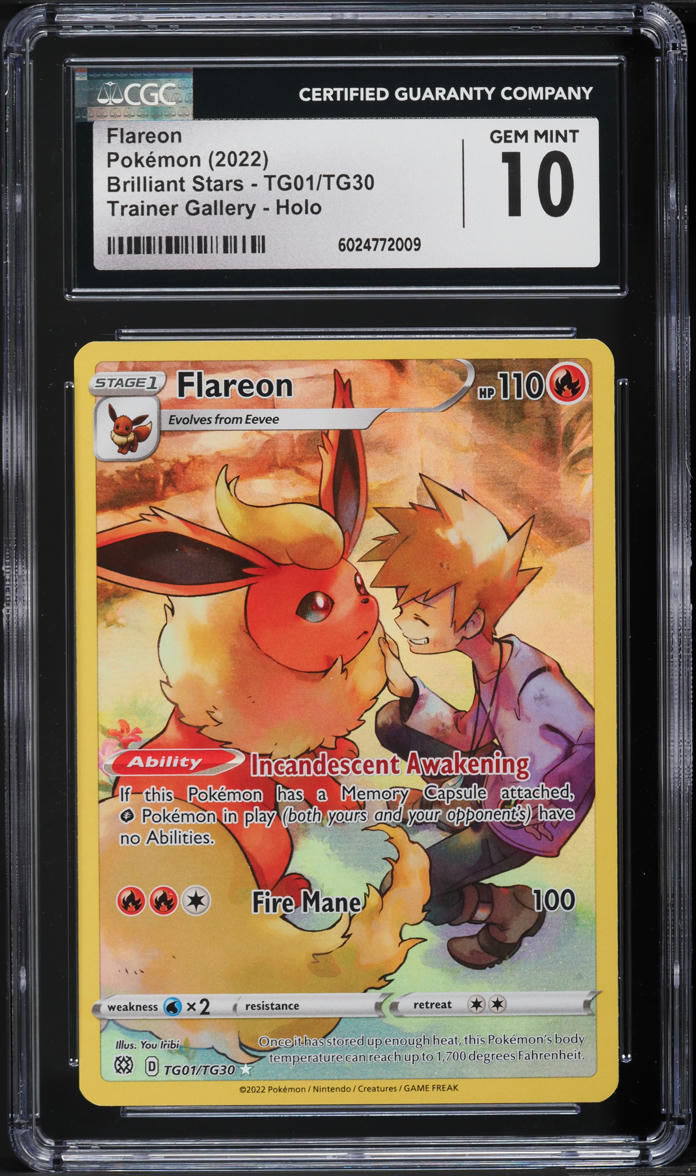 2022 Pokemon SWSH Brilliant Stars Full Art Flareon #TG01 CGC 10 GEM ...