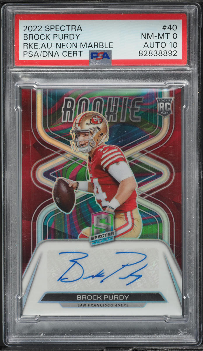 2022 Panini Spectra Neon Marble Brock Purdy ROOKIE AUTO DNA 10 /4 #40 ...