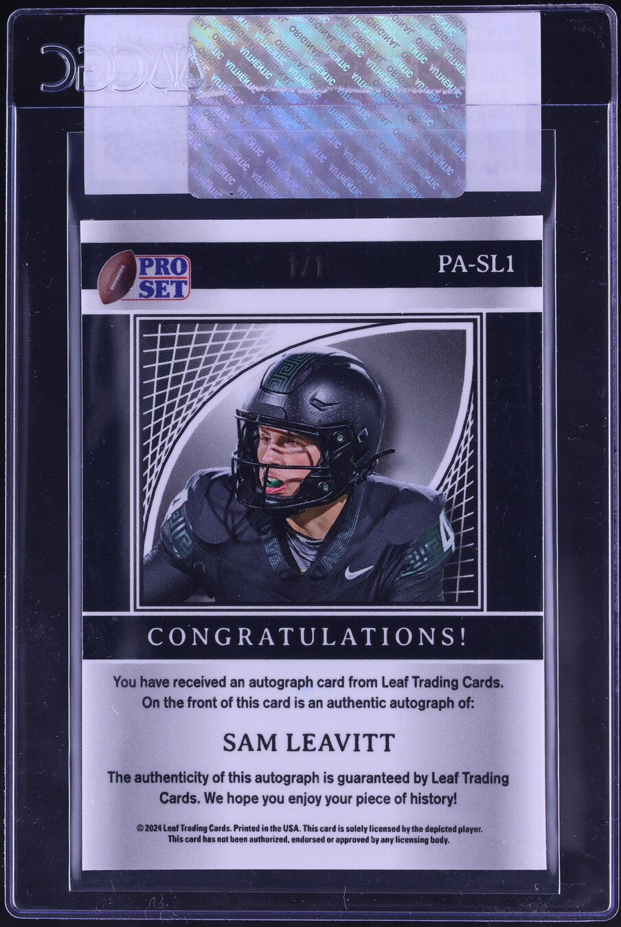 2024 Leaf Pro Set Metal Galaxy Crystal Sam Leavitt ROOKIE AUTO 1/1 #PA ...