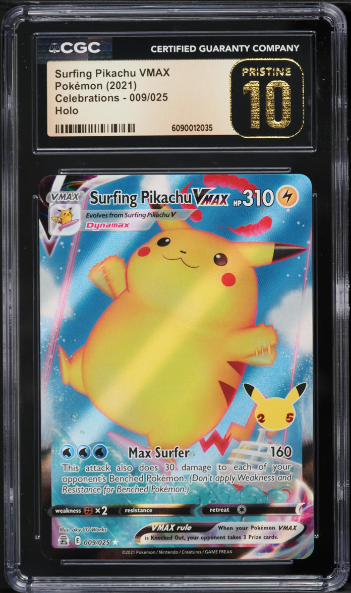 2021 Pokemon Sword & Shield Celebrations Full Art Surfing Pikachu VMAX ...