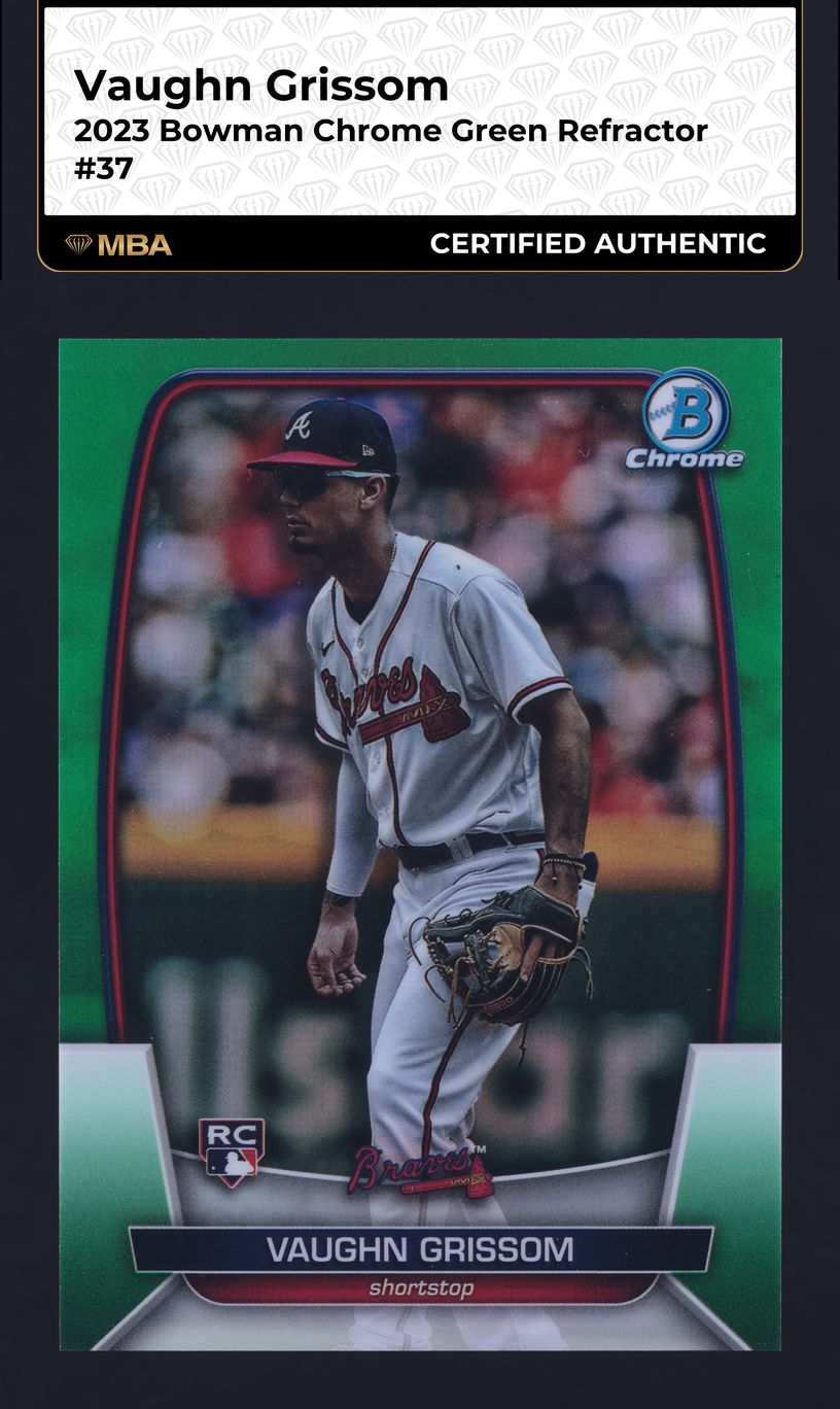 2023 Bowman Chrome Green Refractor Vaughn Grissom ROOKIE /99 #37 MBA ...