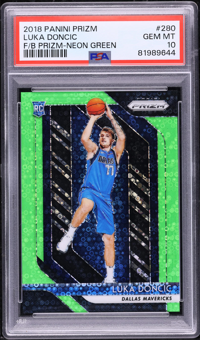 2018 Panini Prizm Fast Break Neon Green Luka Doncic ROOKIE /5 PSA 10 ...