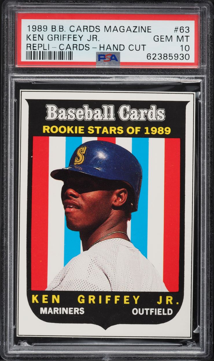 1989 Baseball Cards Magazine Repli-Cards Ken Griffey Jr. ROOKIE #63 PSA ...