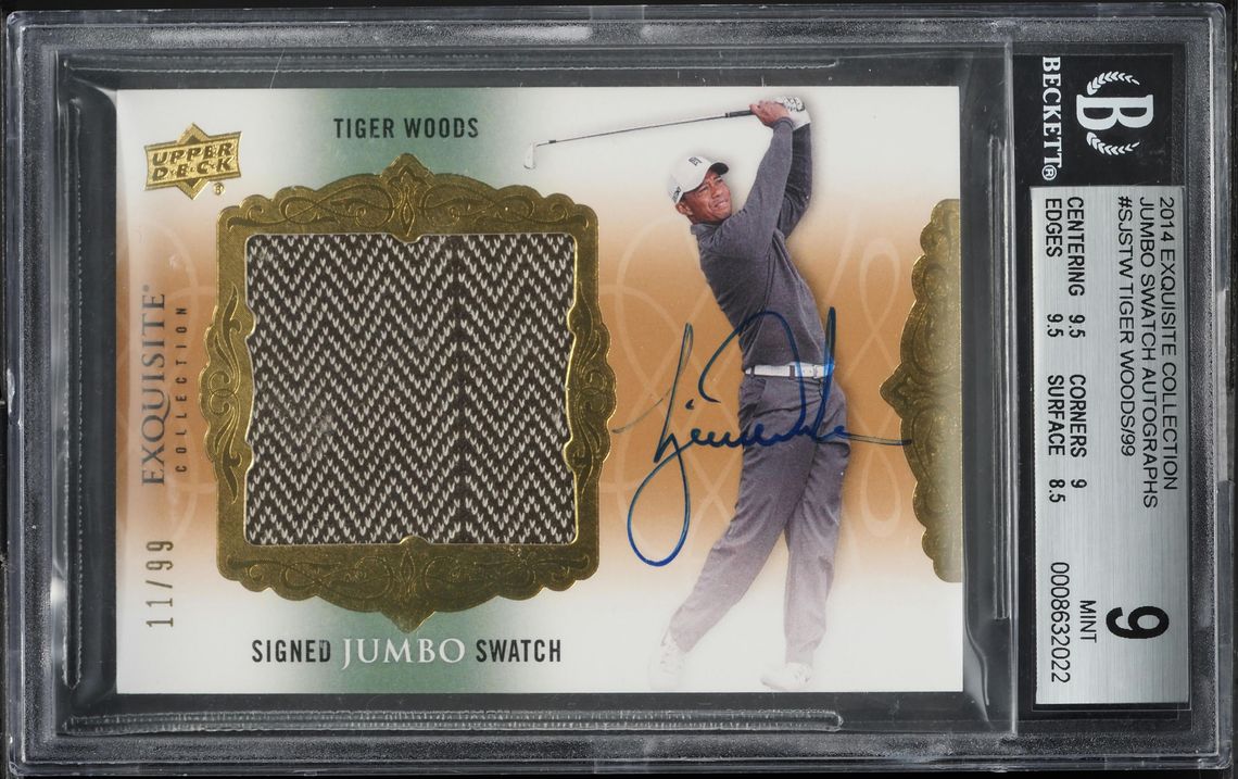 2014 Exquisite Collection Jumbo Swatch Tiger Woods PATCH AUTO /99 #SJS ...